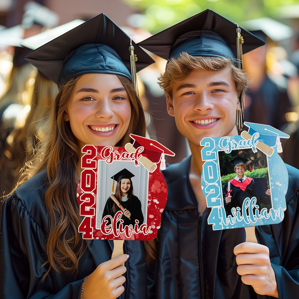 Personalized Multicolor 2024 Grad Graduation Photo Fan with Name Photo ...