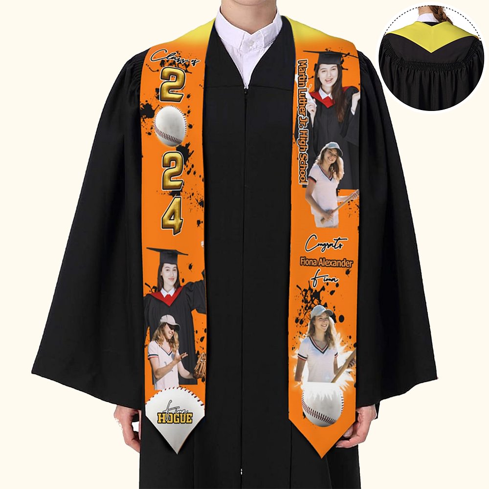 Personalized Photo Collage Multicolor Sport Graduation Stoles with Text ...