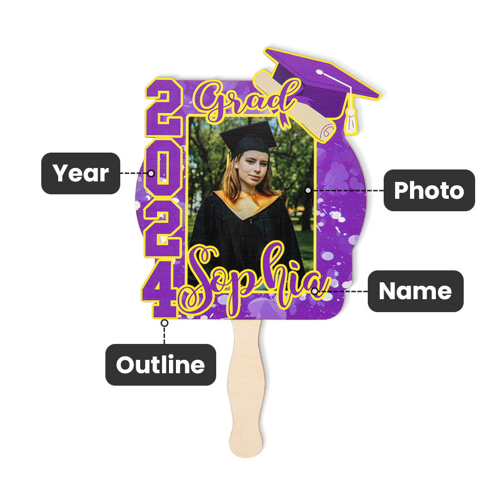 Personalized Multicolor 2024 Grad Graduation Photo Fan with Name Photo ...