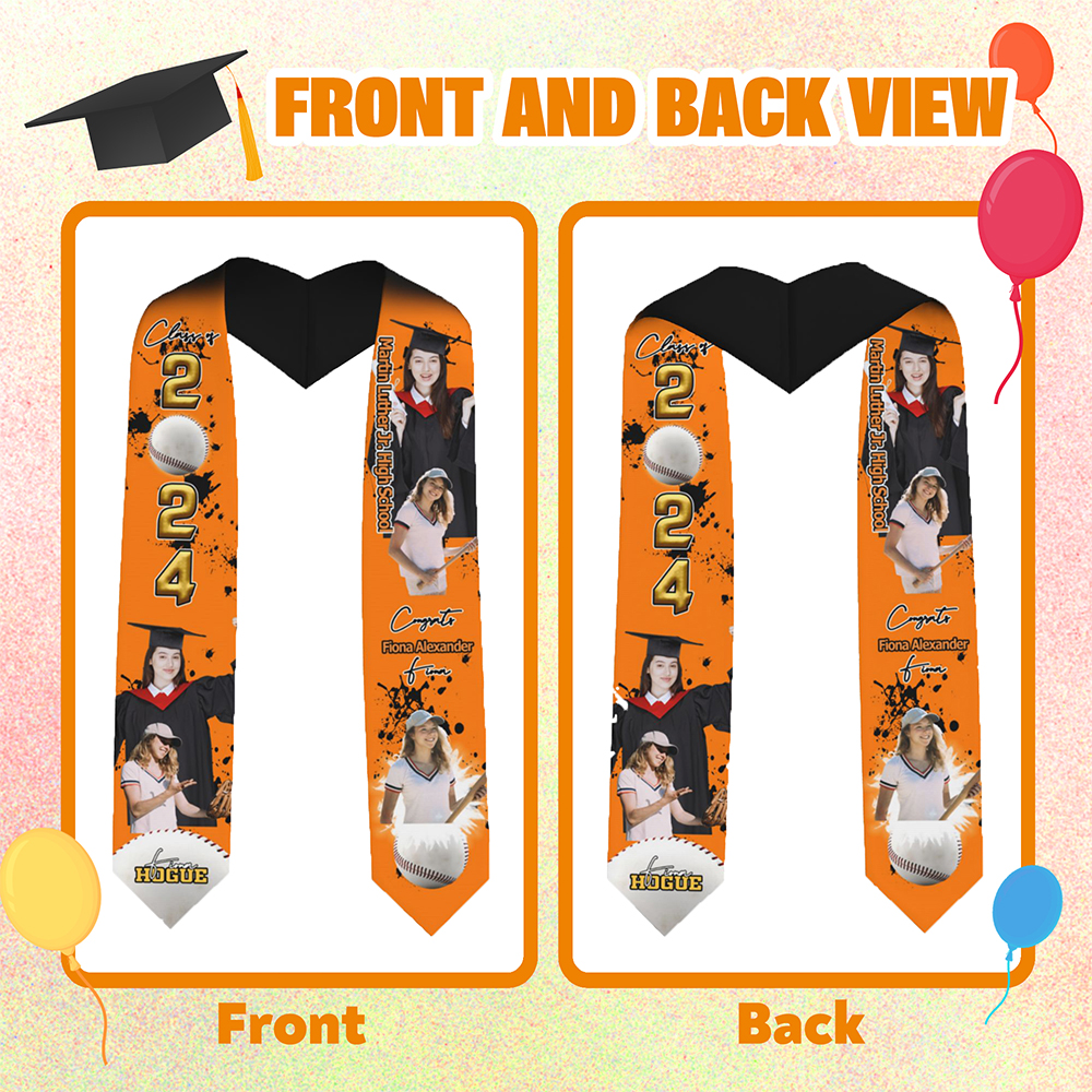 Personalized Photo Collage Multicolor Sport Graduation Stoles with Text ...