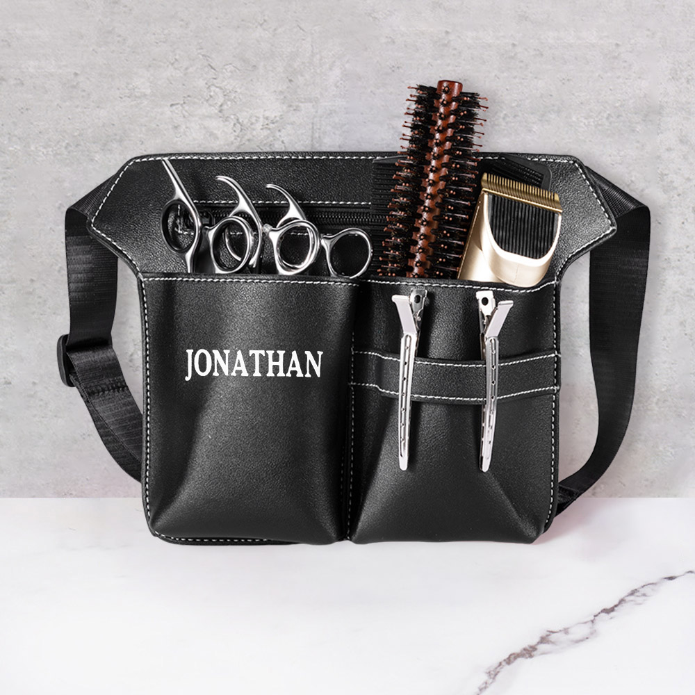 Personalized Multi-Compartment Leather Hairdressing Scissors Waist Bag ...