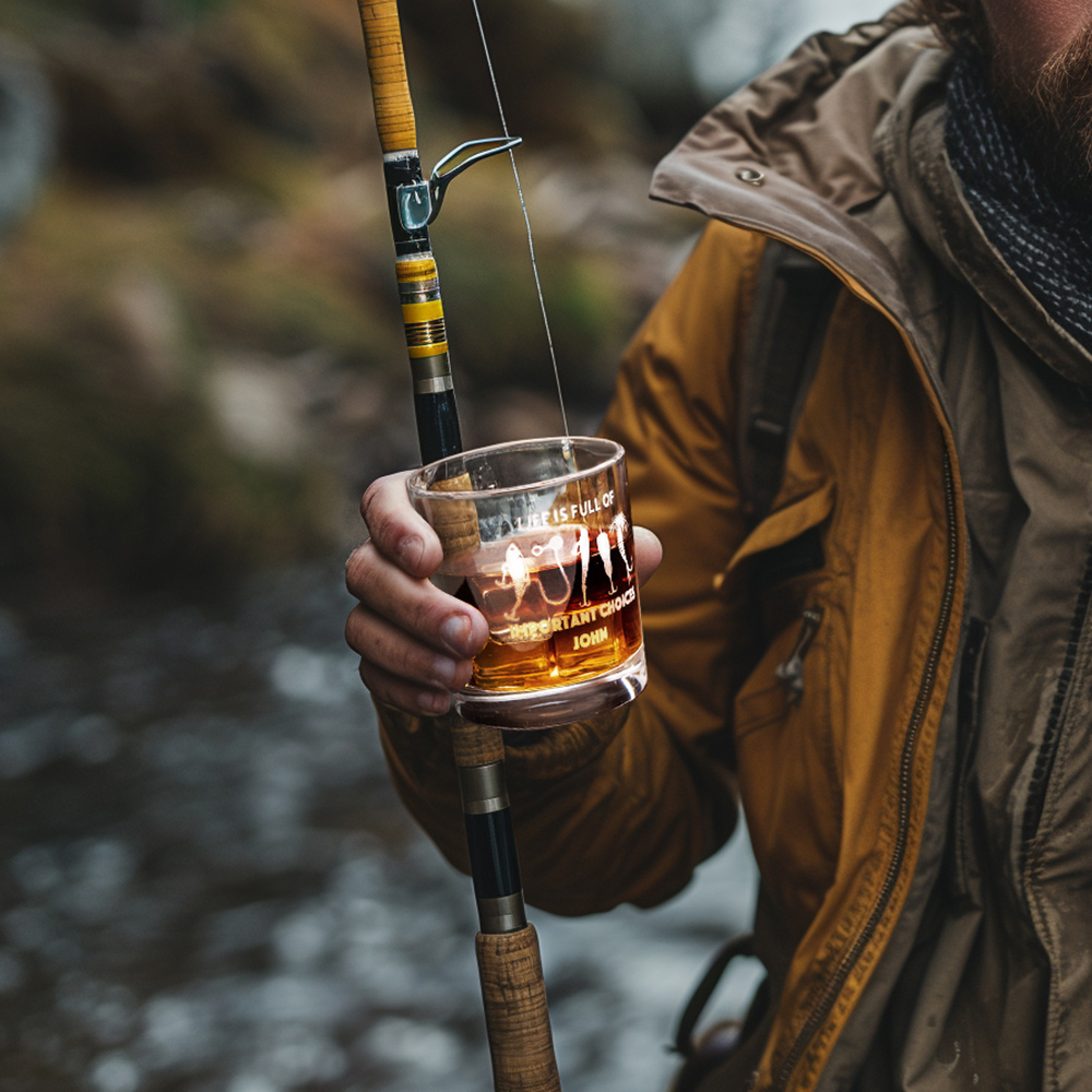 Personalized Life Is Full of Important Choices 10oz Fishing Whiskey ...