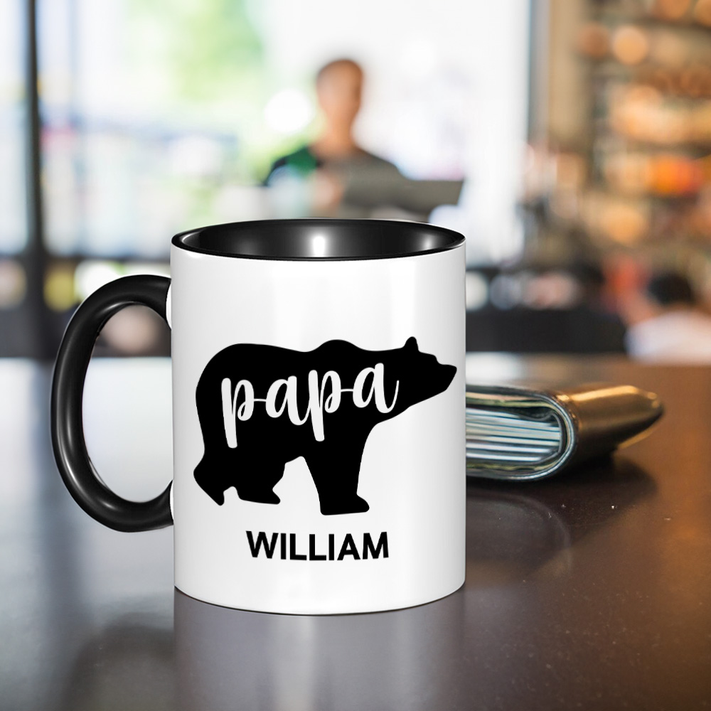 Personalized Papa Bear Ceramic Mug Coffee Cup with Dad Name and 1-12 ...