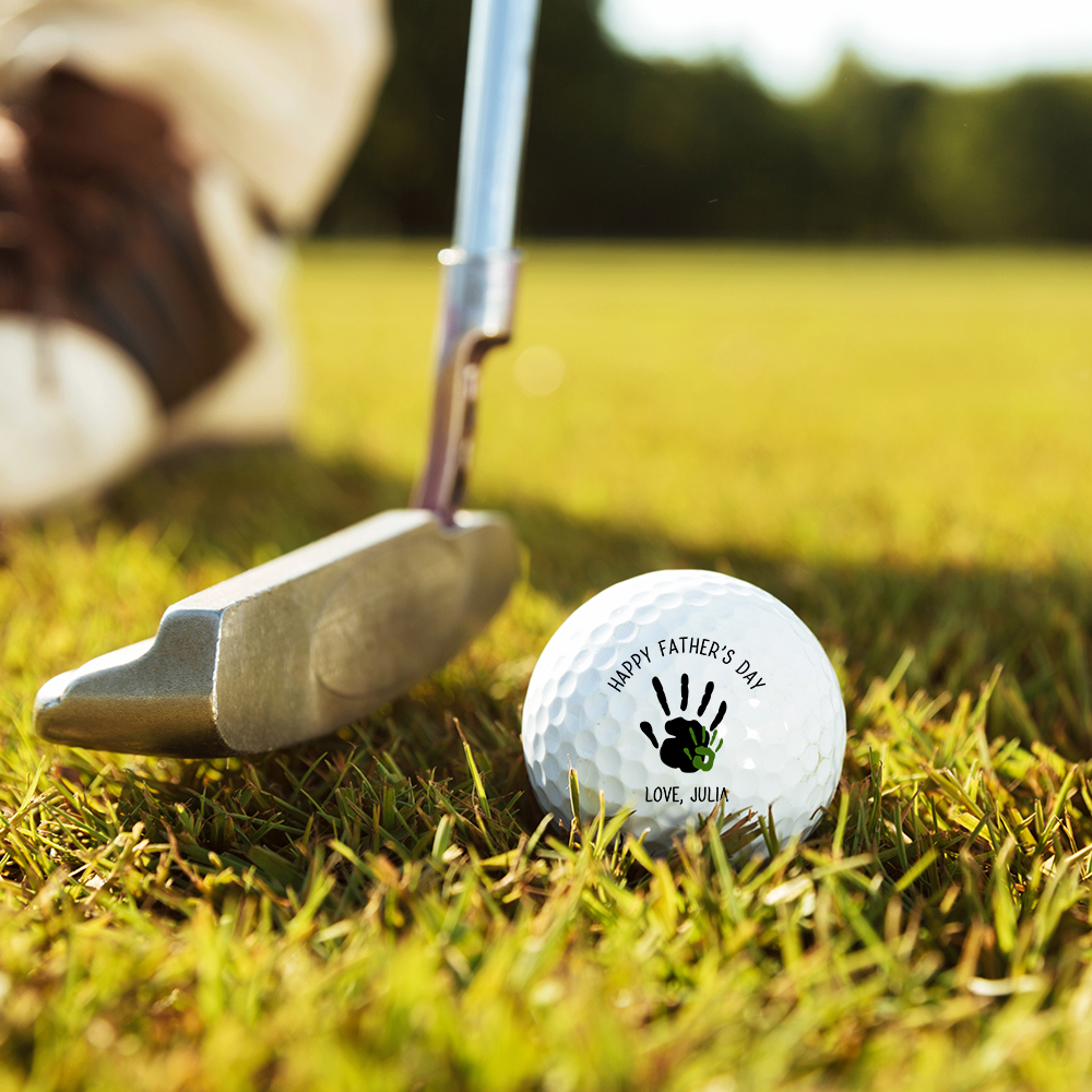 Personalized Happy Father's Day Hand Print Golf Ball with Text and Name ...