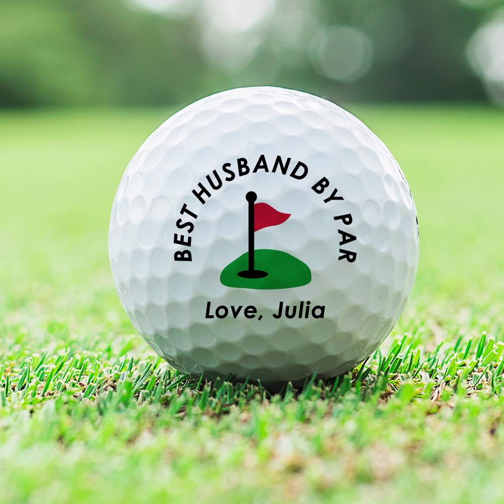 Personalized Best Husband Father By Par Flag Pattern Golf Ball with ...