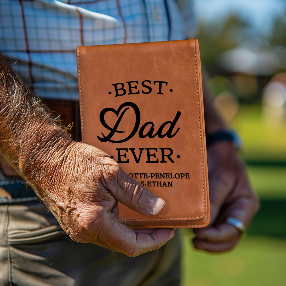 Personalized Best Dad Ever Leather Golf Scorecard Holder Yardage Book ...