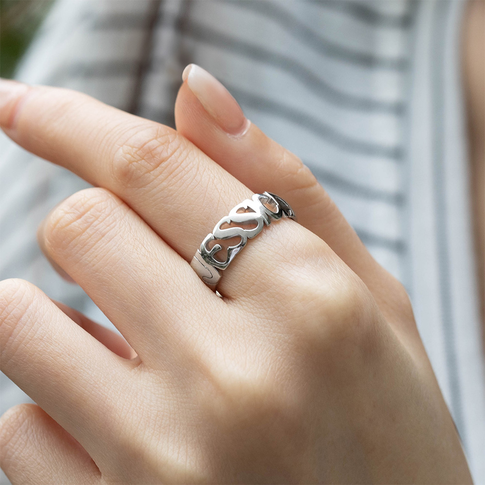 Personalized Sterling Silver Name Ring Minimalist Jewelry Wedding ...