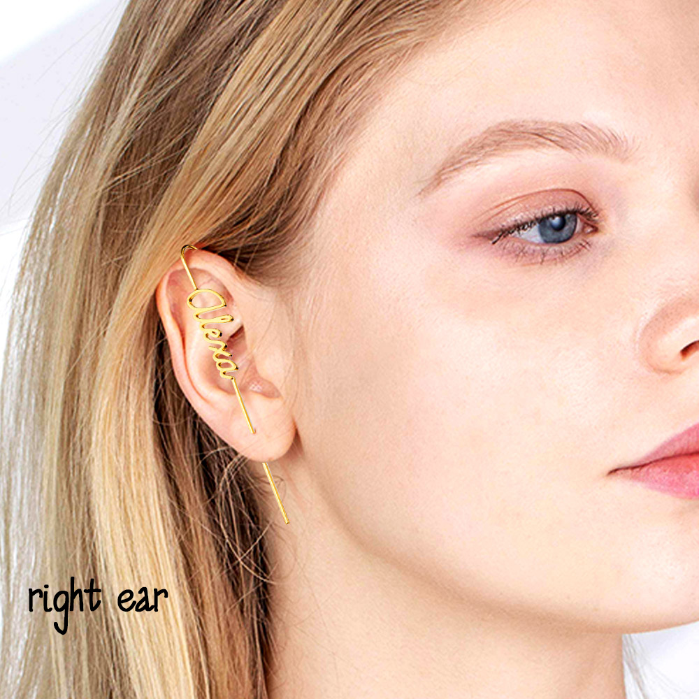 Personalized Ear Wrap Crawler Hook Earrings with Name No Piercing Ear ...