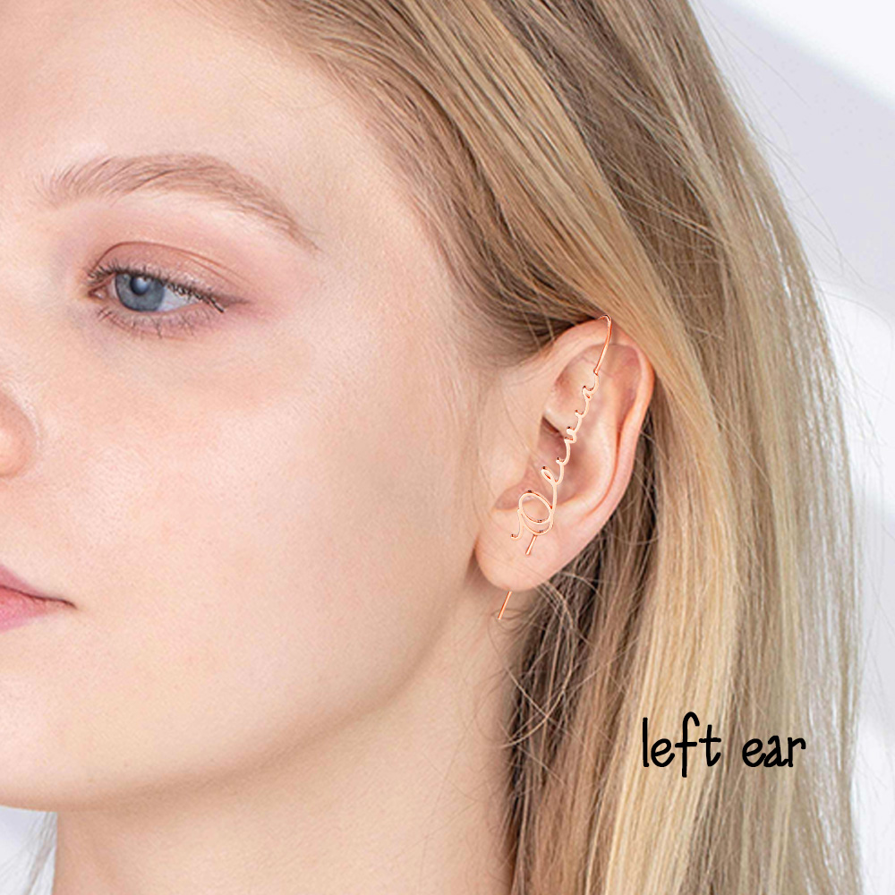 Personalized Ear Wrap Crawler Hook Earrings with Name No Piercing Ear ...