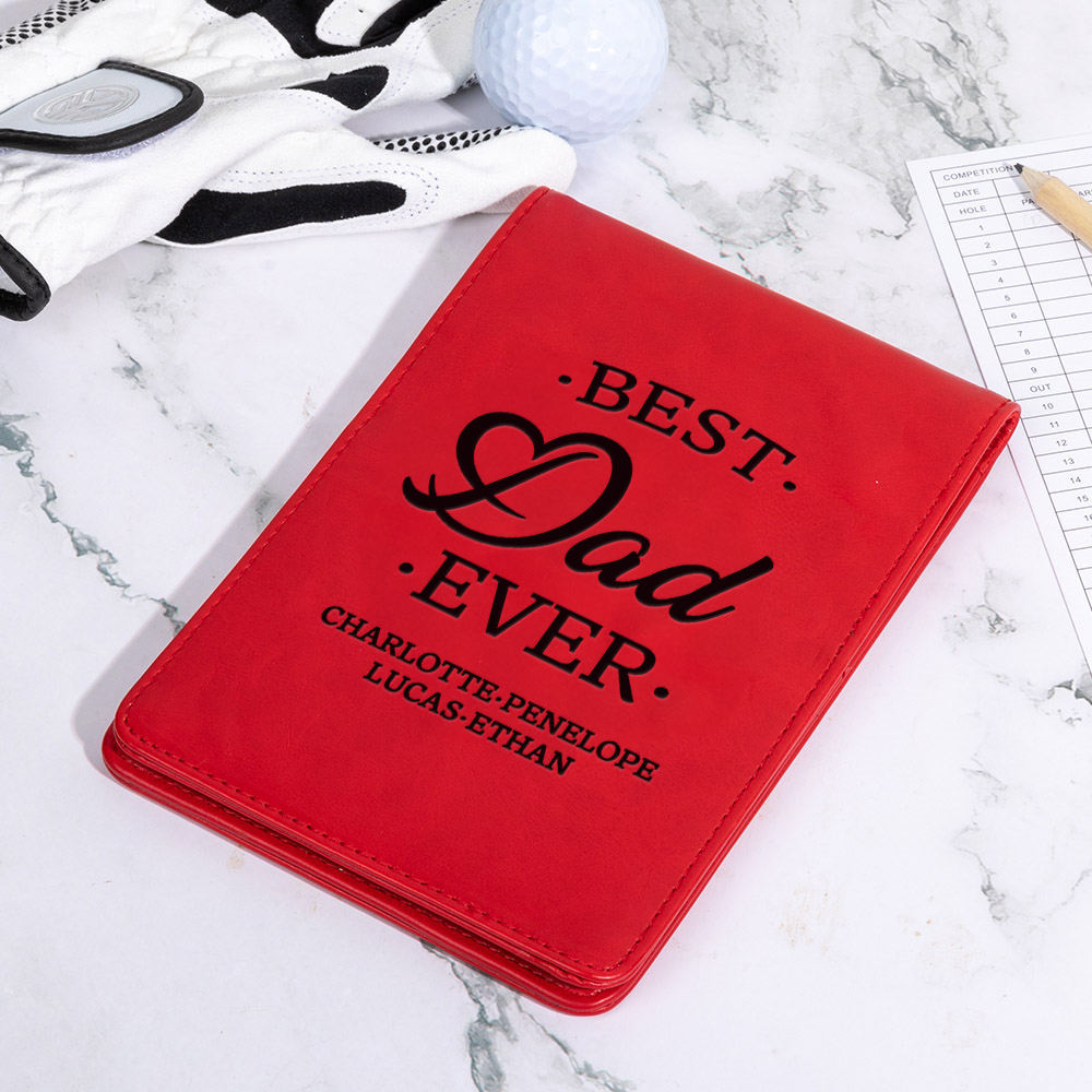 Personalized Best Dad Ever Leather Golf Scorecard Holder Yardage Book ...
