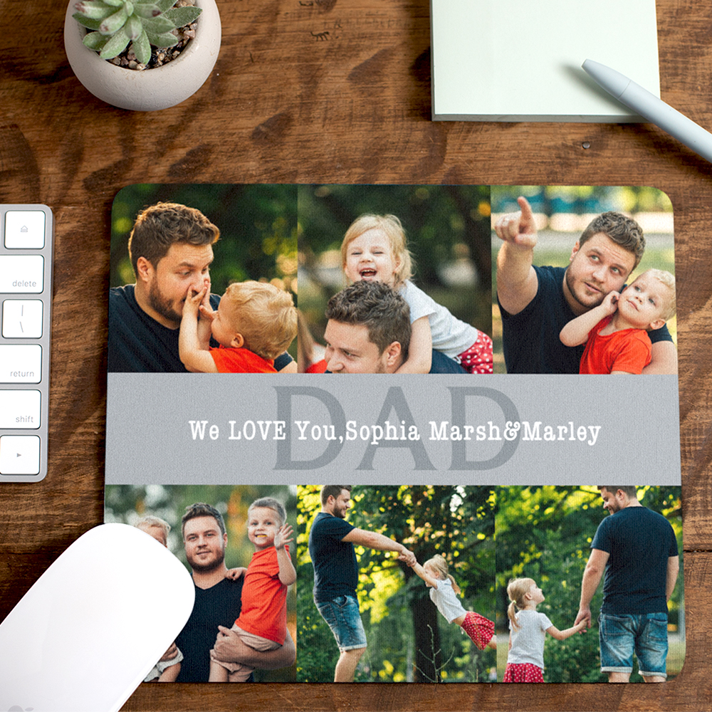 Personalized 6 Photos Non-slip Mouse Pad with Name and Text Father's ...