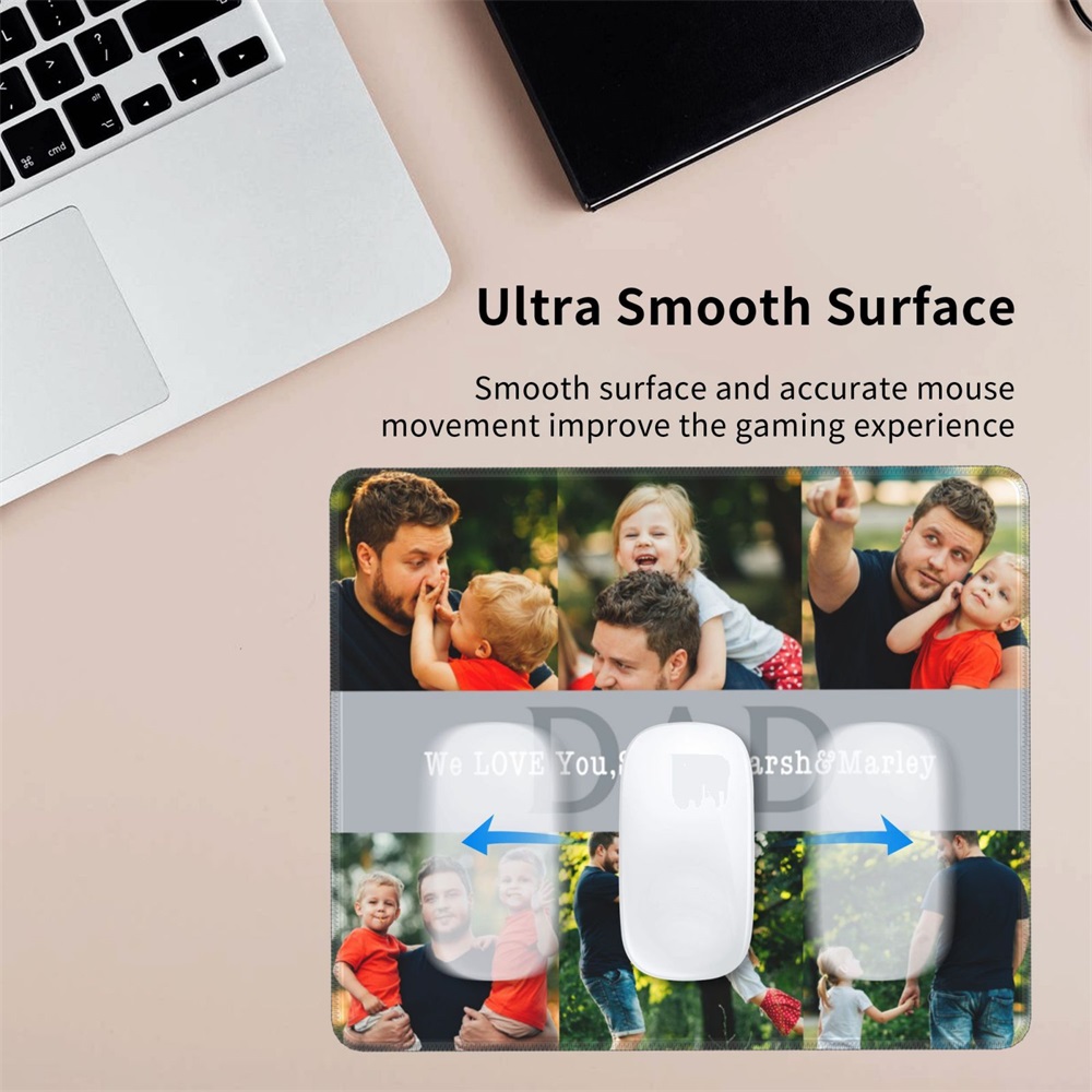 Personalized 6 Photos Non-slip Mouse Pad with Name and Text Father's ...