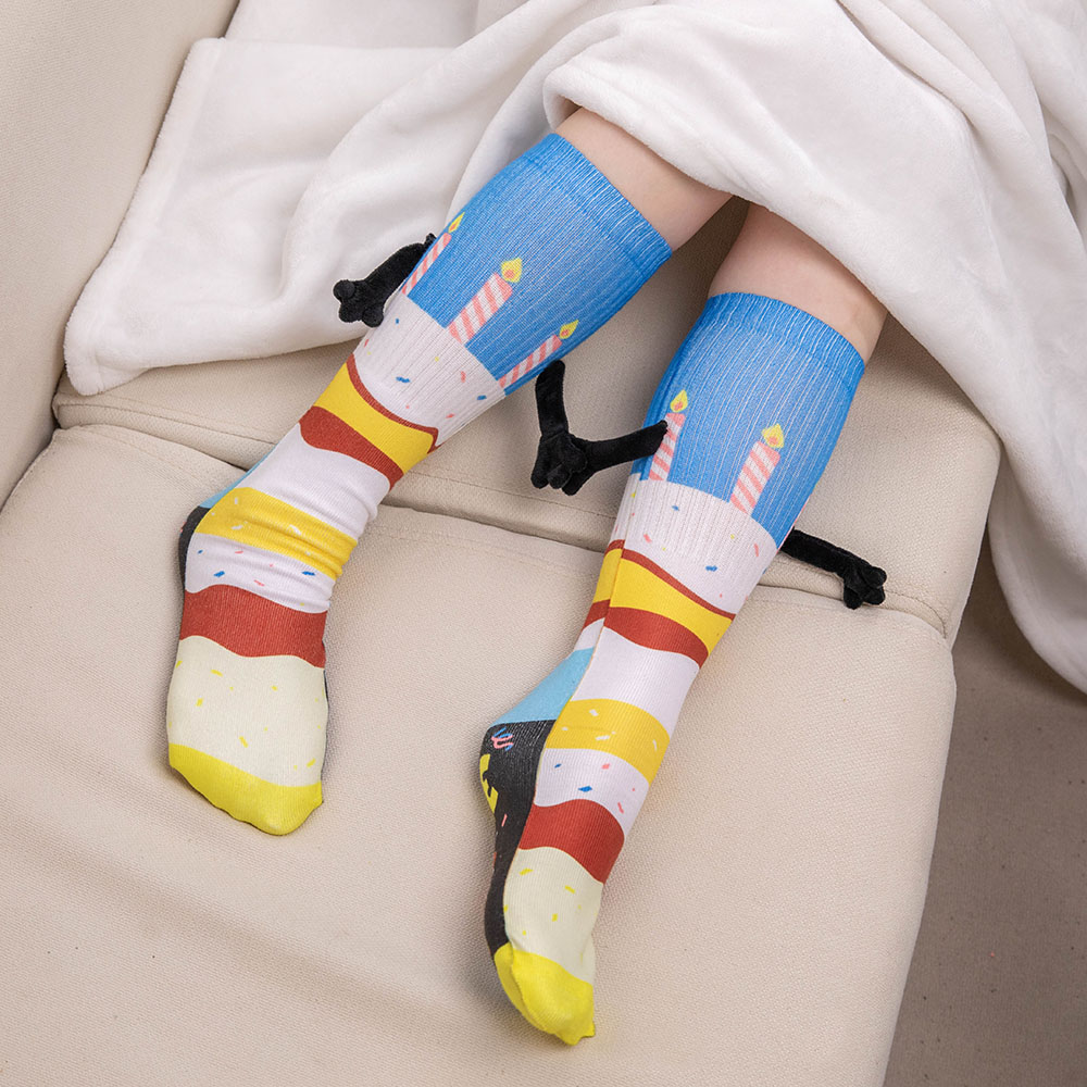 Personalized Colorful Cake Candle Holy I’m Magnetic Hand-holding Socks ...