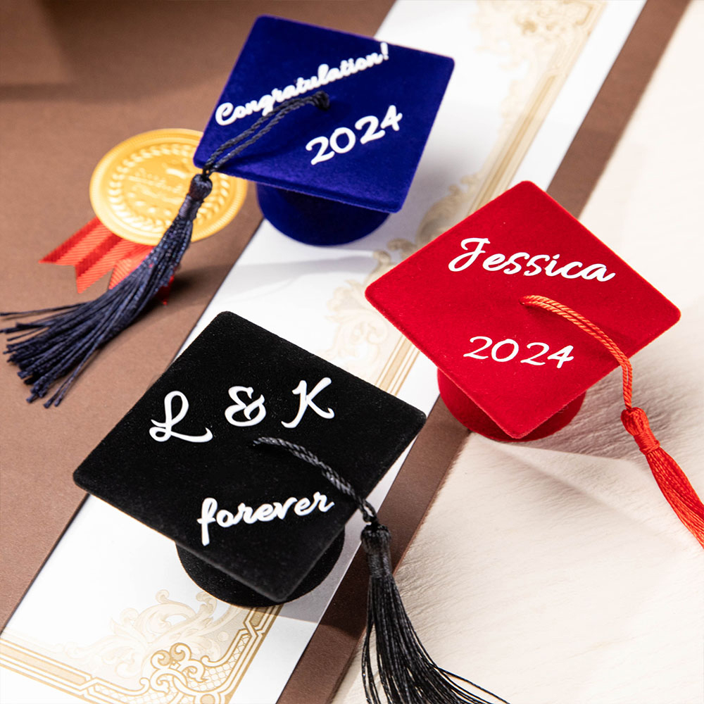 Personalized Class of 2024 Graduation Cap Design Ring Box with Name and ...