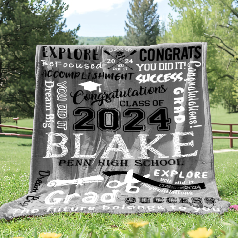 Personalized Graduation Inspiration Multicolor Soft Fleece Name Blanket ...