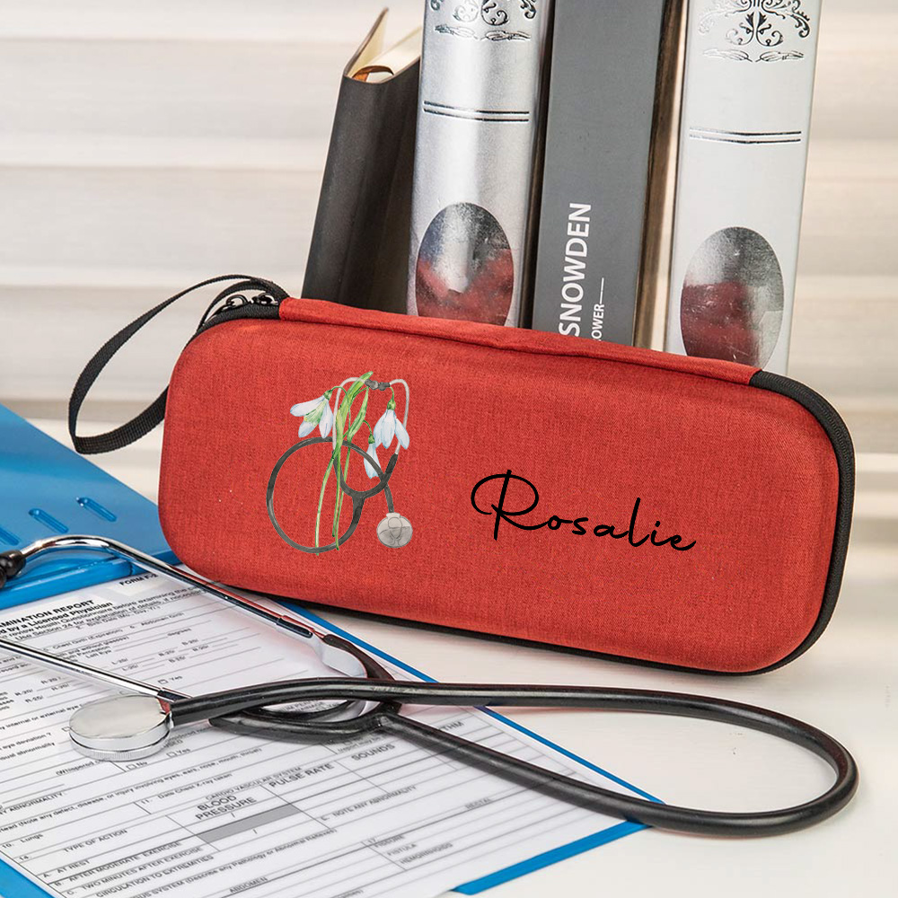 Personalized Birth Flower EVA Stethoscope Case Carrying Bag with Mesh ...