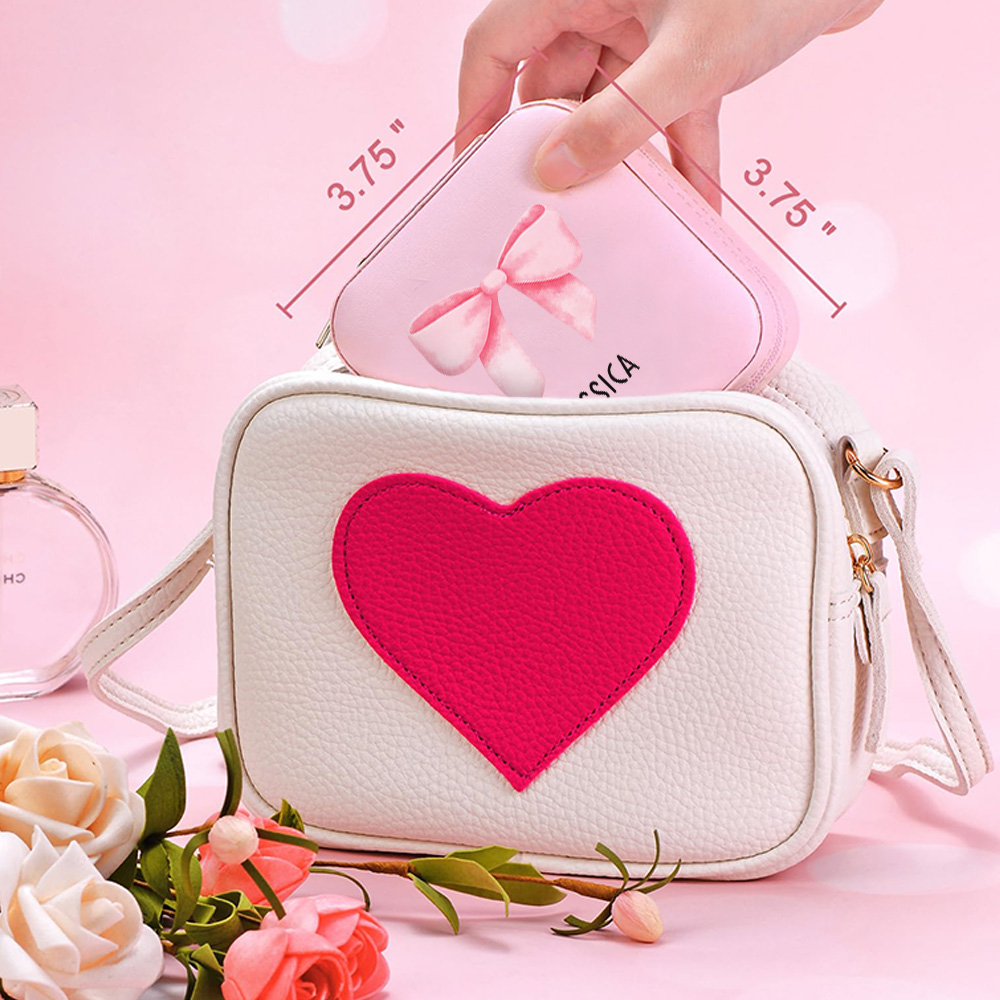 Personalized Cute Pink Coquette Bow PU Leather Jewelry Box with Name ...