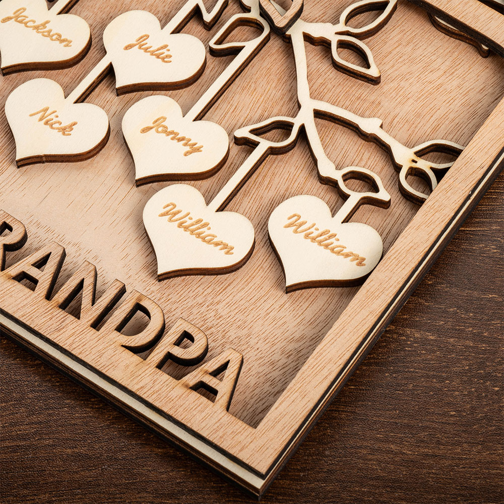 Personalized Wood Hanging Hearts Family Tree Home Decor - CALLIE