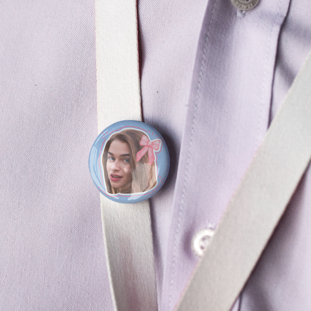 Personalized Photo Button Badge with Pink Coquette Bow Set of 5 ...