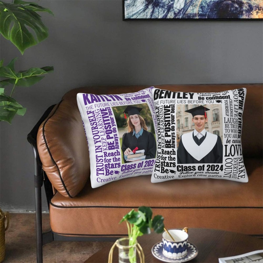 Personalized Multicolor Inspirational Graduation Photo Throw Pillow ...
