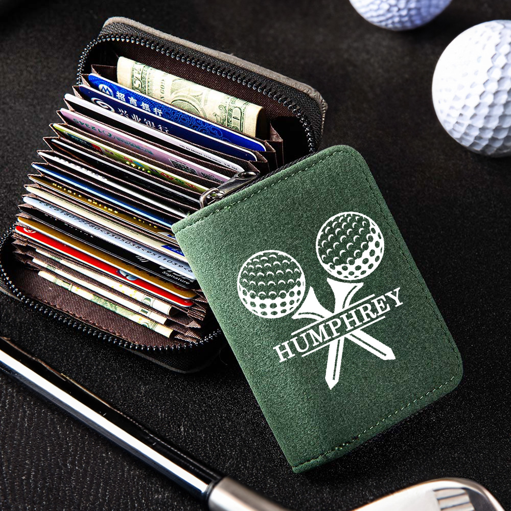 Personalized Compact Alcantara Name Golf Card Holder Wallet with 18 ...