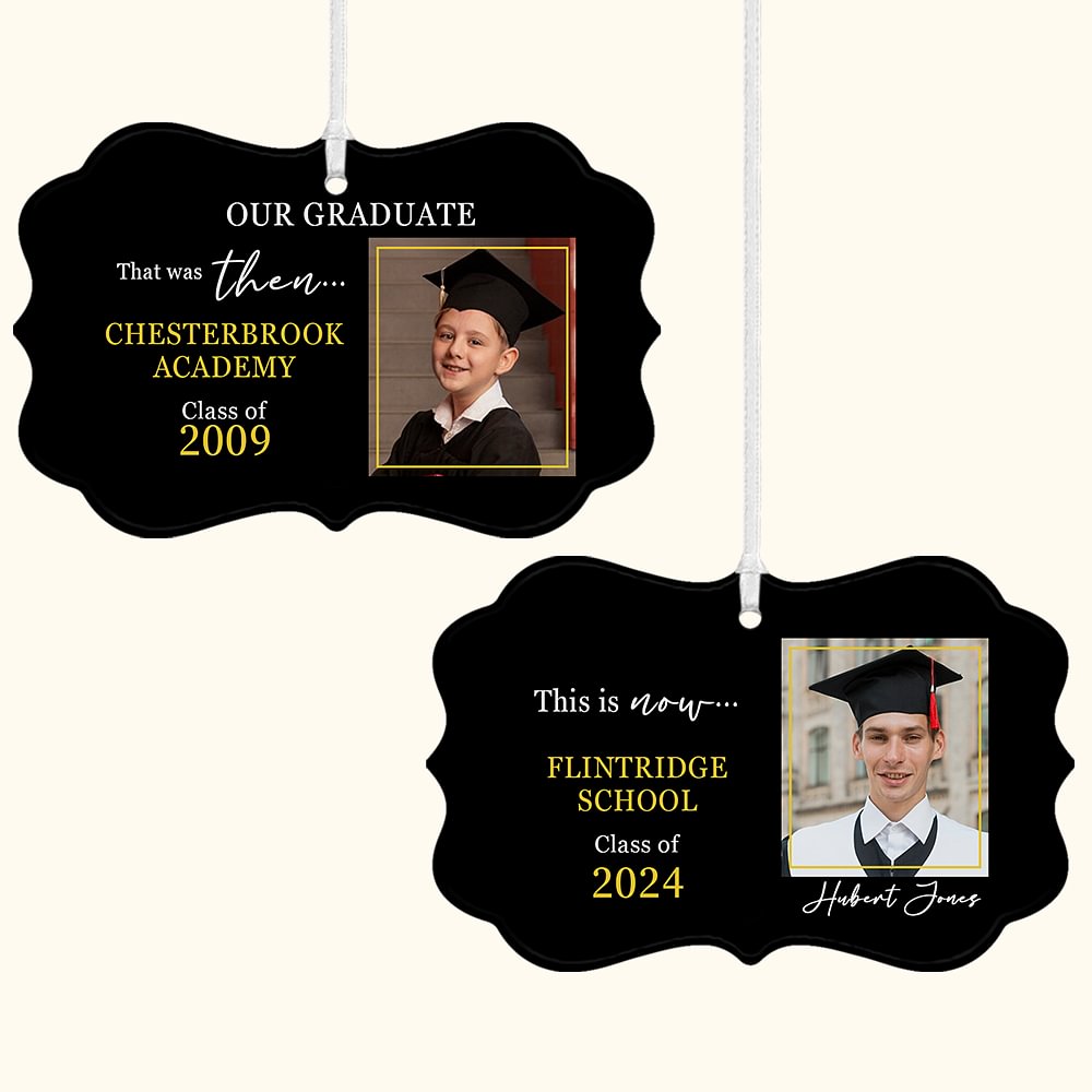 Personalised Ceramic Class of 2024 Name Tag Ornament with Photo and ...