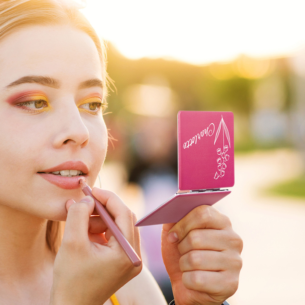 Personalized Line Birth Flower Folding Pocket Compact Mirror with Name ...