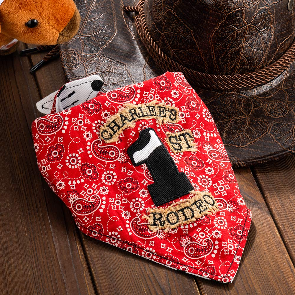 Personalized 1st Birthday Rodeo Cowboy Baby Burlap Bandana Bib with ...