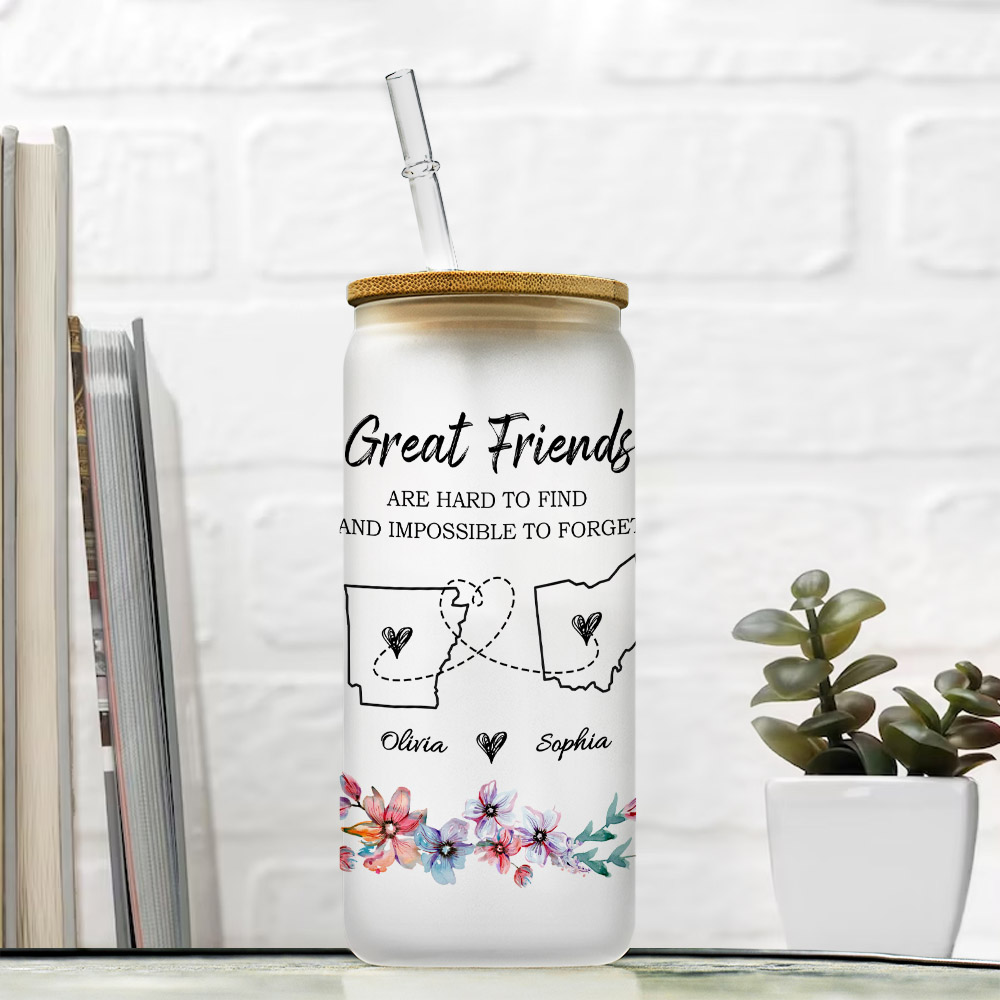 Personalized Long Distance State Map 20oz Frosted Can Glass Tumbler ...