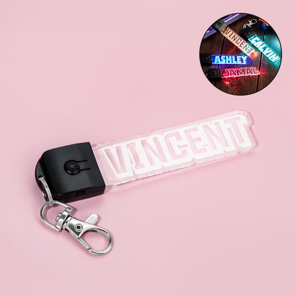 Personalized LED Light Up Acrylic Keychain Bag Tag with Name and 7 ...