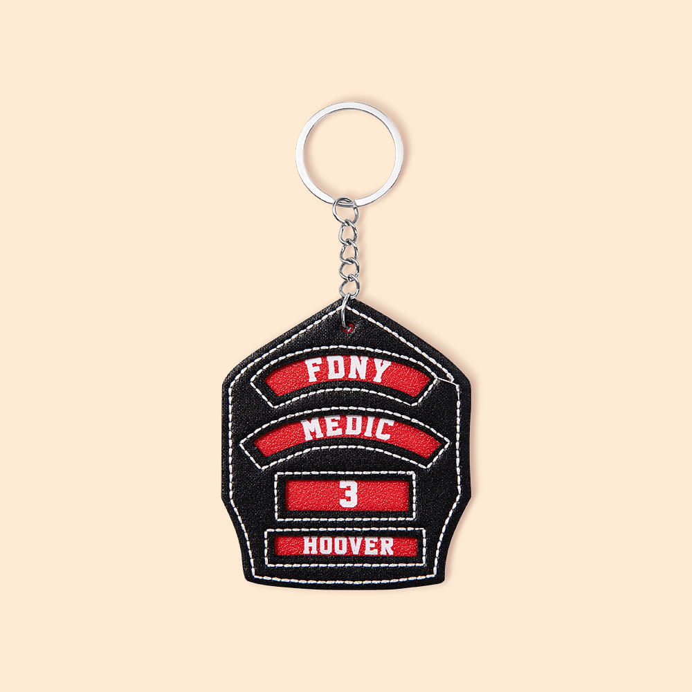 Personalized Leather Firefighter Helmet Shield Keychain with Department ...