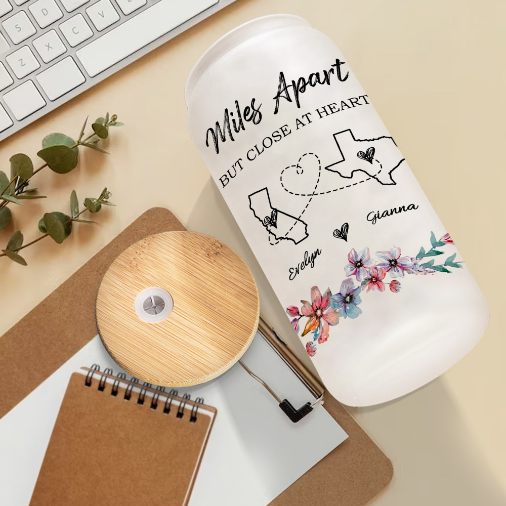 Personalized Long Distance State Map 20oz Frosted Can Glass Tumbler ...