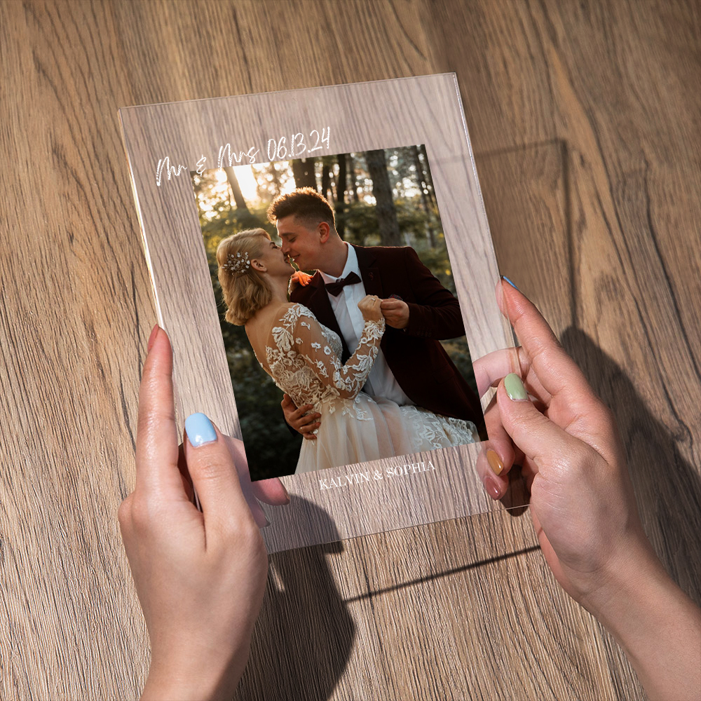 Personalized Wedding Memories Photo LED Acrylic Plaque with Text and 4 ...