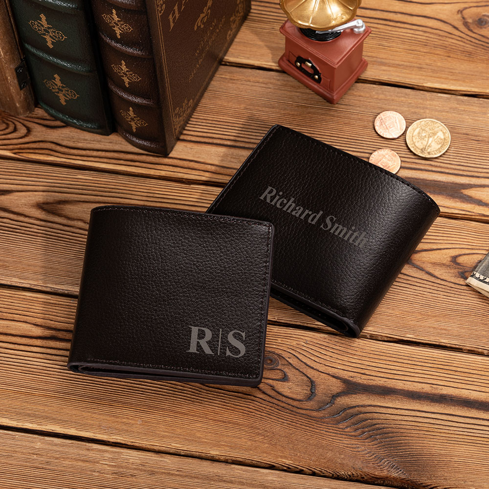 Personalized Men's Foldable Leather Wallet with Engraved Initials and ...