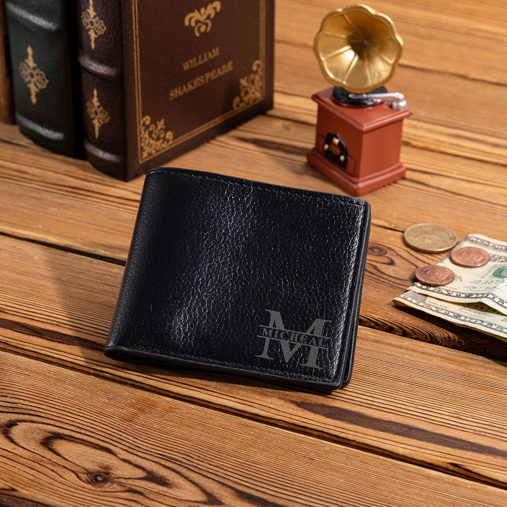 Personalized Men's Foldable Leather Wallet with Engraved Initials and ...