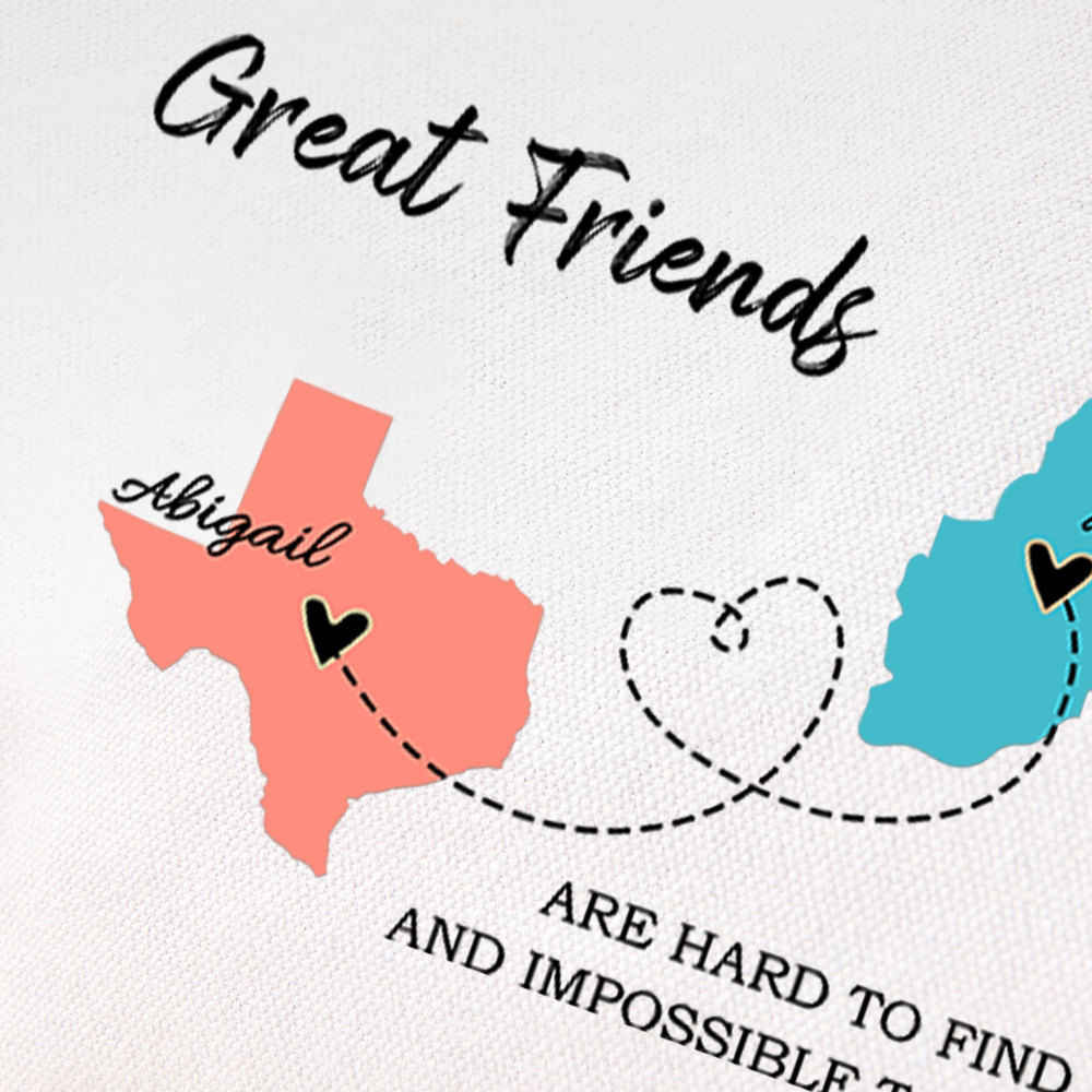 Personalized State to State Map Make Up Bag with Names Graduation ...