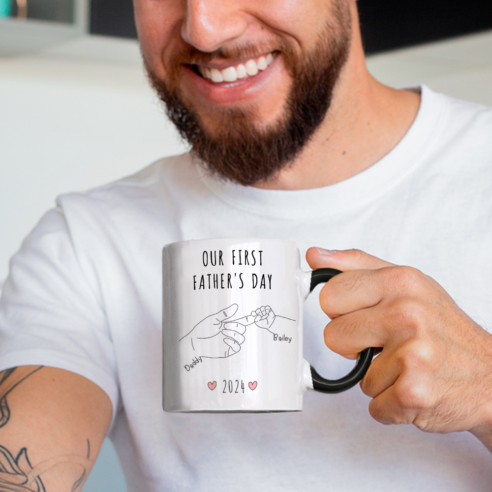 Personalized Parent - Child Hand in Hand 11oz Ceramic Coffee Mug with ...