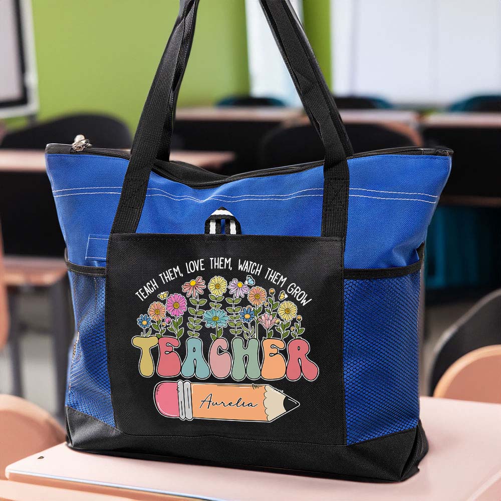 Personalized Teach Them Love Them Watch Them Grow Tote Bag with Name ...