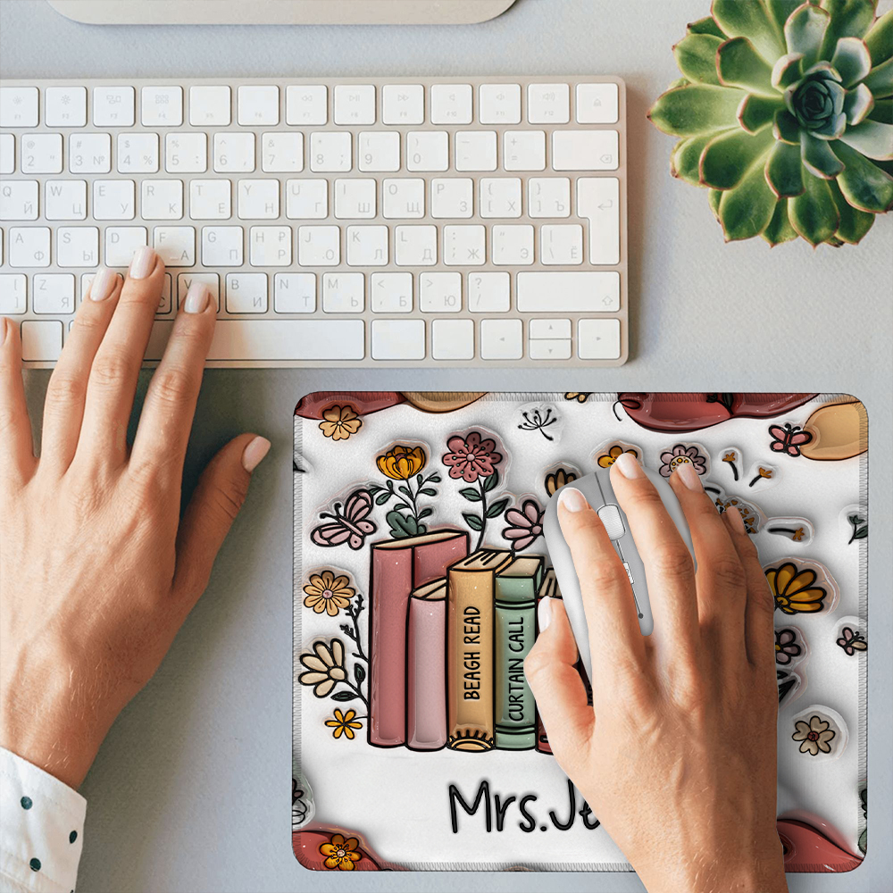 Personalized 3D Flower Book Mouse Pad with Book Title and Name Back to ...