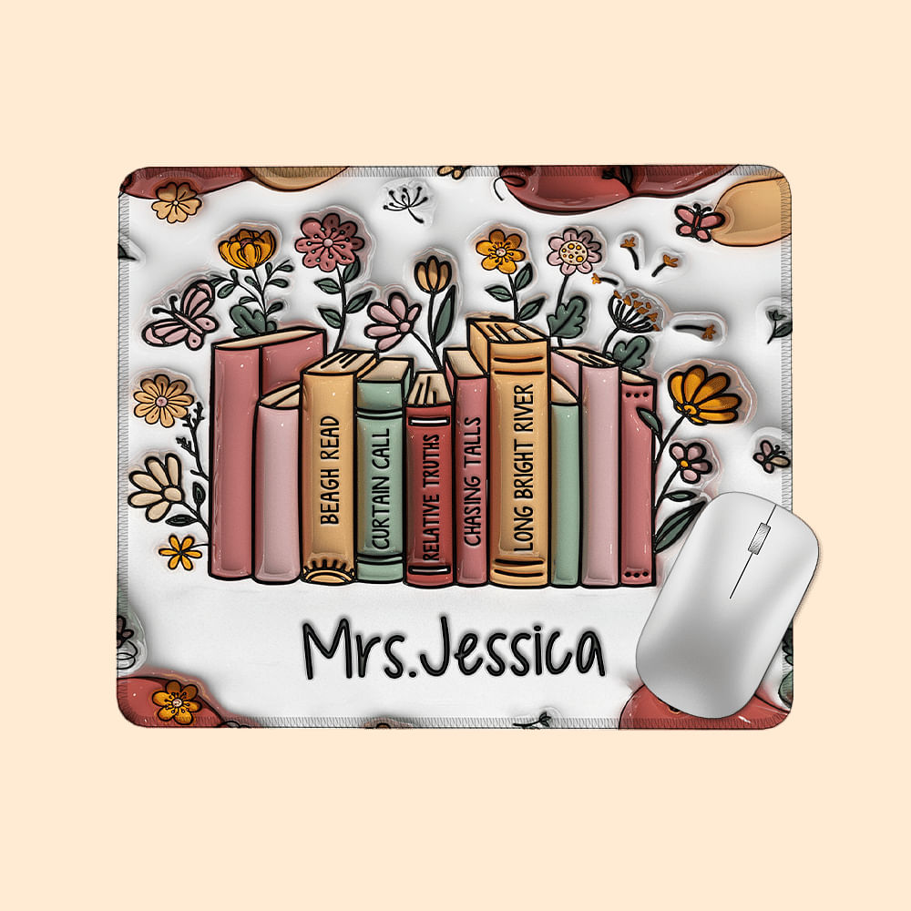 Personalized 3D Flower Book Mouse Pad with Book Title and Name Back to ...