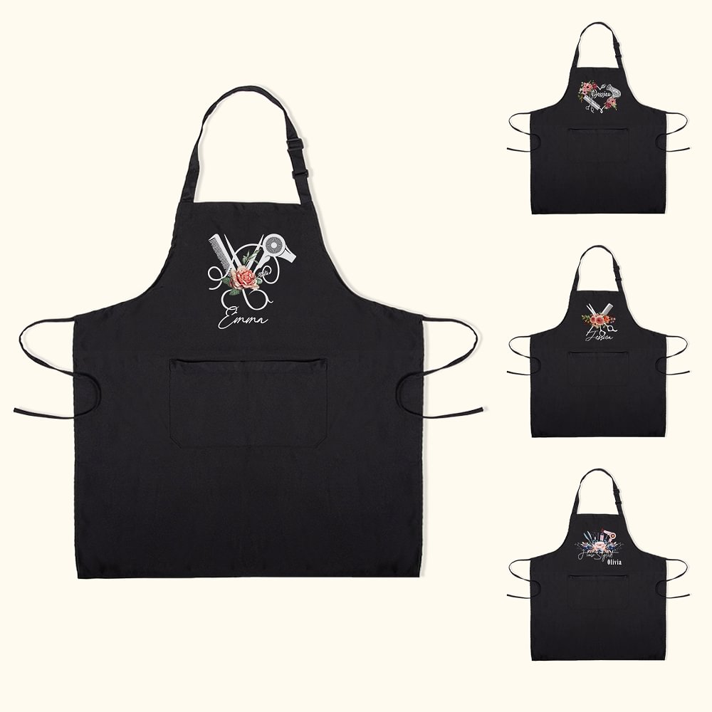 Personalized Flower Hair Cut Tool Design Waterproof Salon Apron with ...