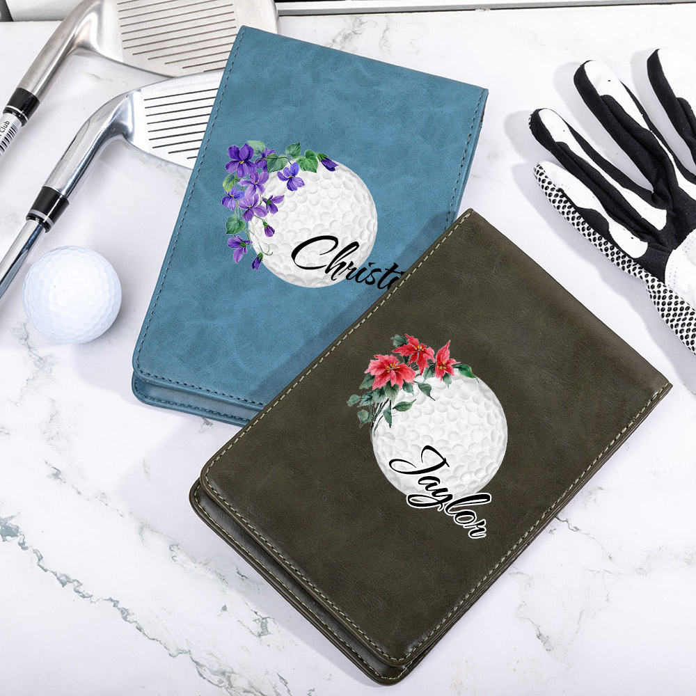 Personalized Multicolor Birth Flower PU Leather Golf Scorecard Holder ...