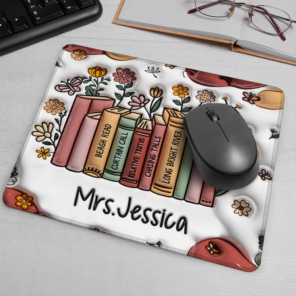 Personalized 3D Flower Book Mouse Pad with Book Title and Name Back to ...
