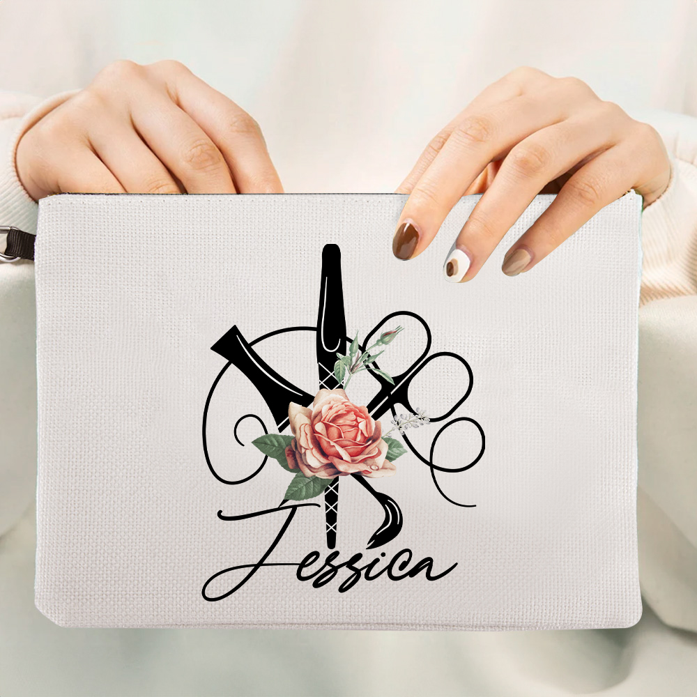 Personalized Floral Hairstylist Makeup Bag with Name Birthday Gift for ...