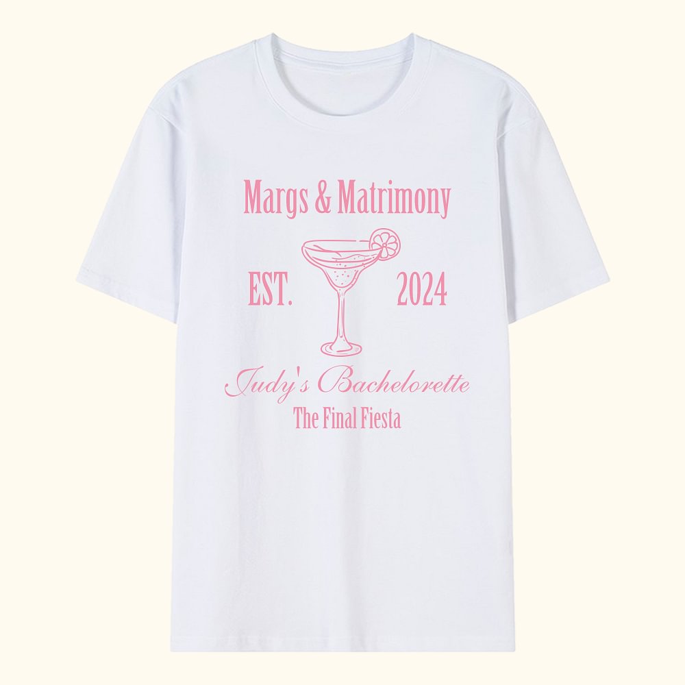 Personalised Margs and Matrimony Cocktail Theme 100% Cotton T-shirt ...