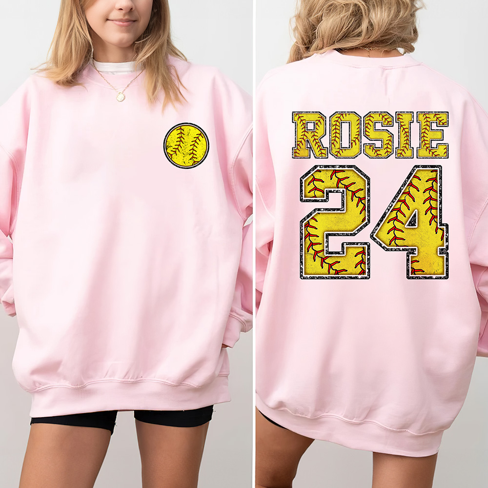 Personalized Softball Theme Kids Adult Sweatshirt with Name and Number ...