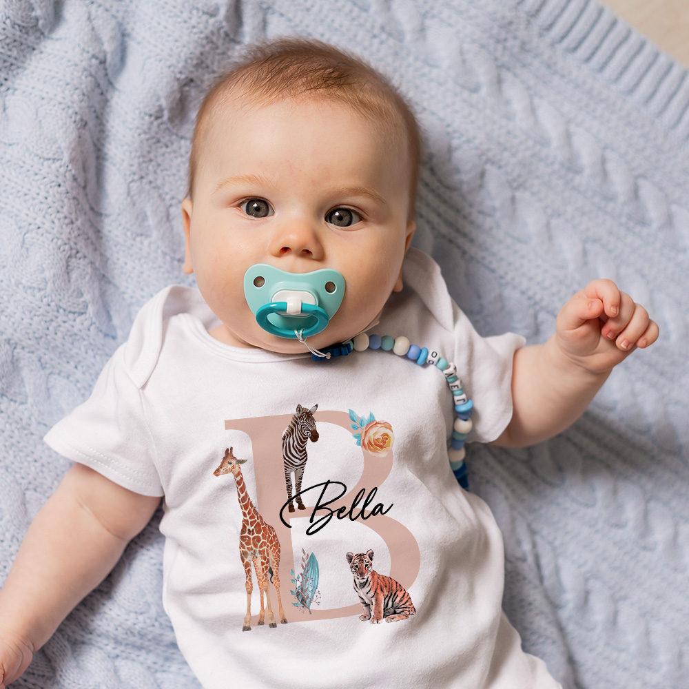 Personalized 100% Cotton Cute Jungle Animal Baby Onesie Kid T-shirt ...