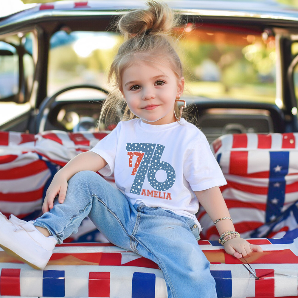 Personalized American Flag 1776 4th of July 100% Cotton Baby Onesie Kid ...