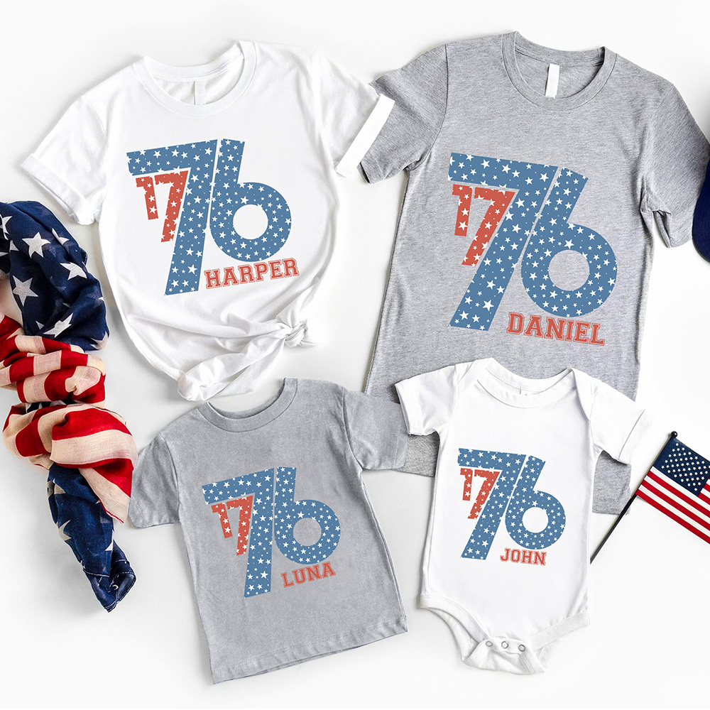 Personalized American Flag 1776 4th of July 100% Cotton Baby Onesie Kid ...