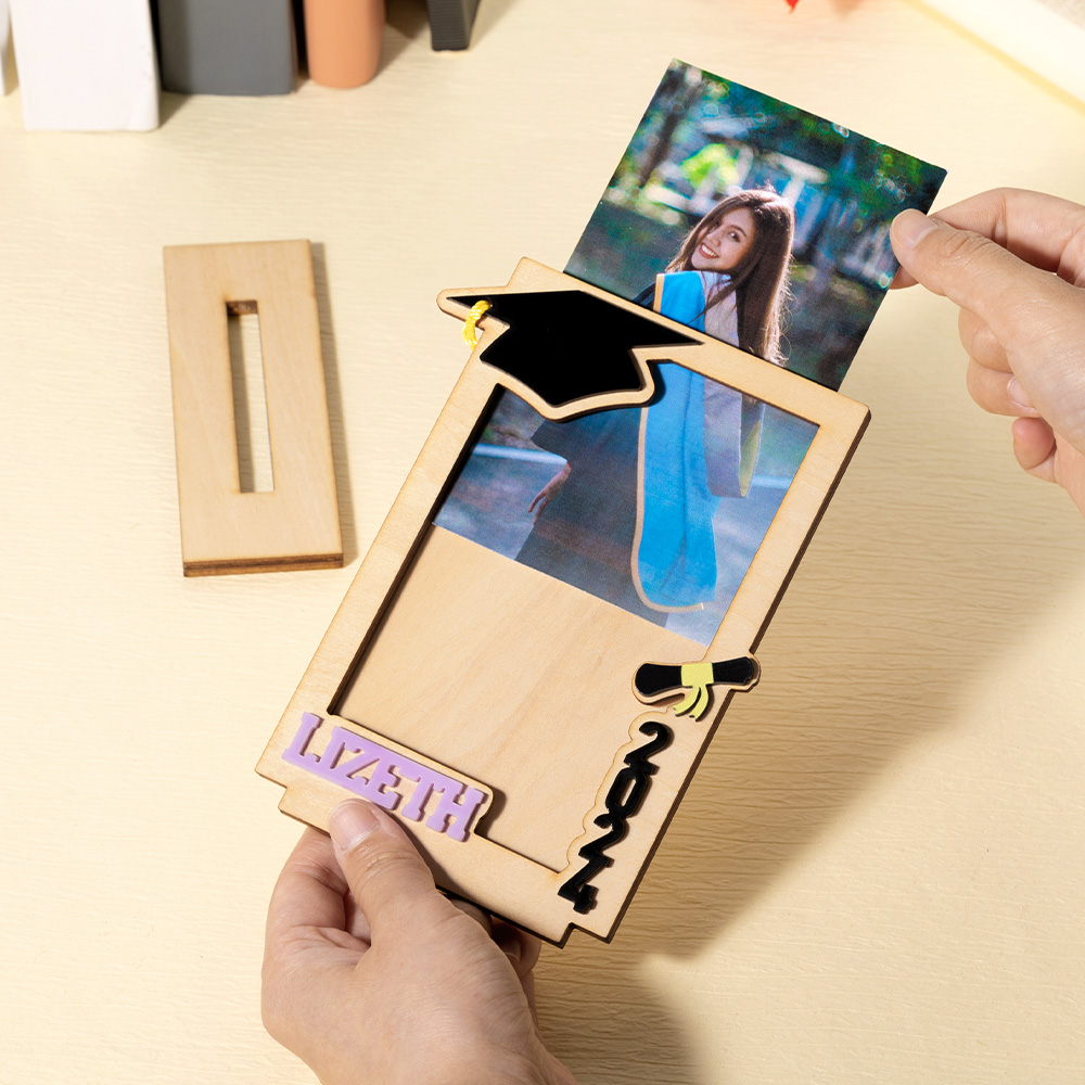 Personalized Tassel Bachelor Hat Wooden Photo Frame with Name and Base ...